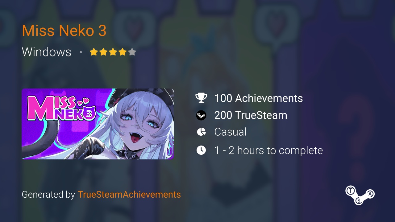 Miss Neko 3 Achievements | TrueSteamAchievements