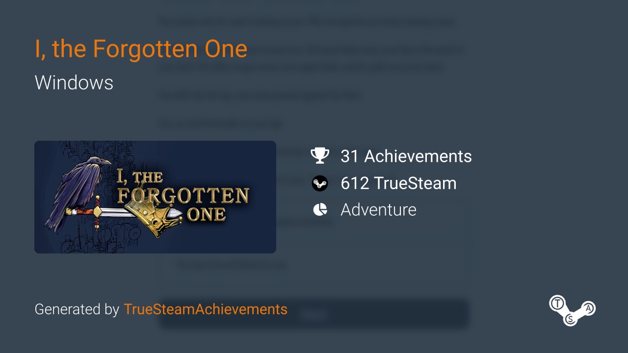 I, the Forgotten One Achievements | TrueSteamAchievements