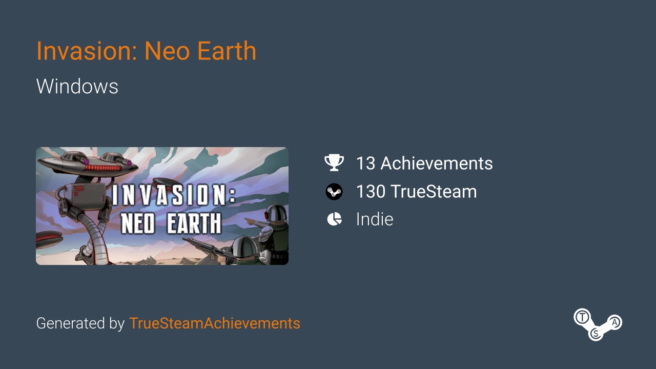 Invasion: Neo Earth Achievements | TrueSteamAchievements