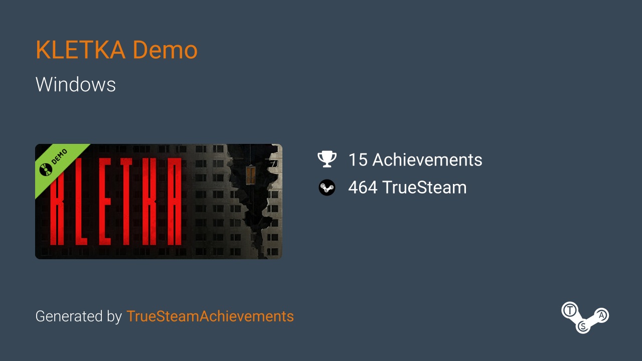 KLETKA Demo Achievements | TrueSteamAchievements