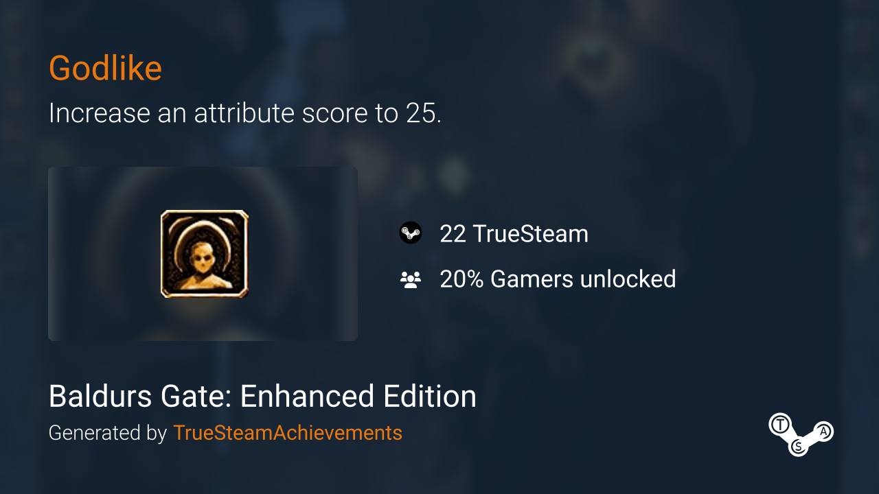 Godlike achievement in Baldurs Gate: Enhanced Edition