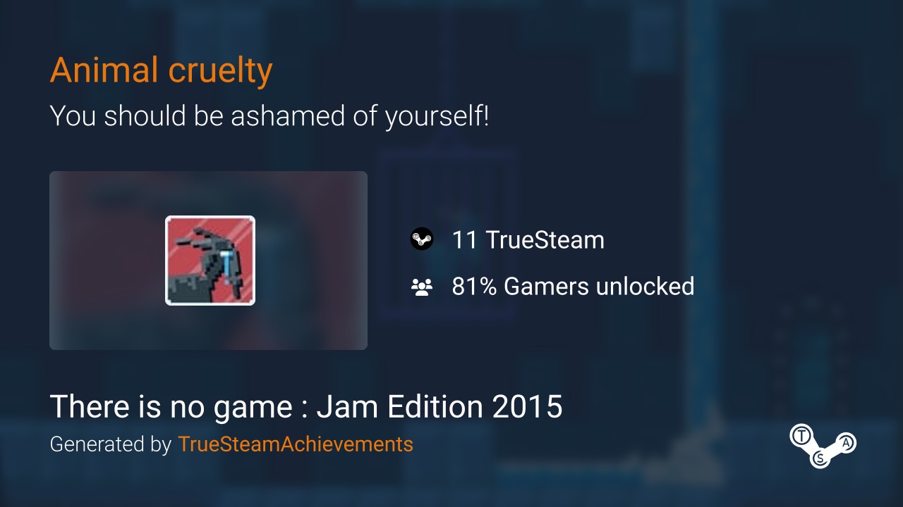 Animal cruelty achievement in There is no game : Jam Edition 2015