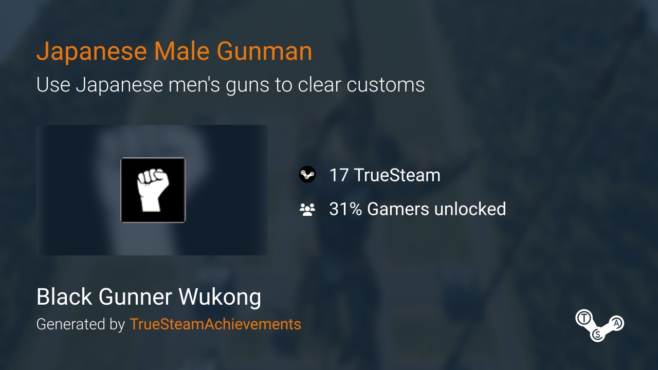 Japanese Male Gunman achievement in Black Gunner Wukong