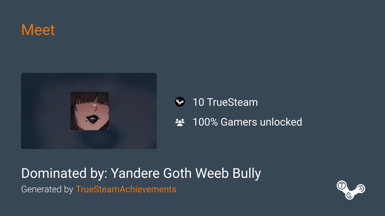 Meet achievement in Dominated by: Yandere Goth Weeb Bully