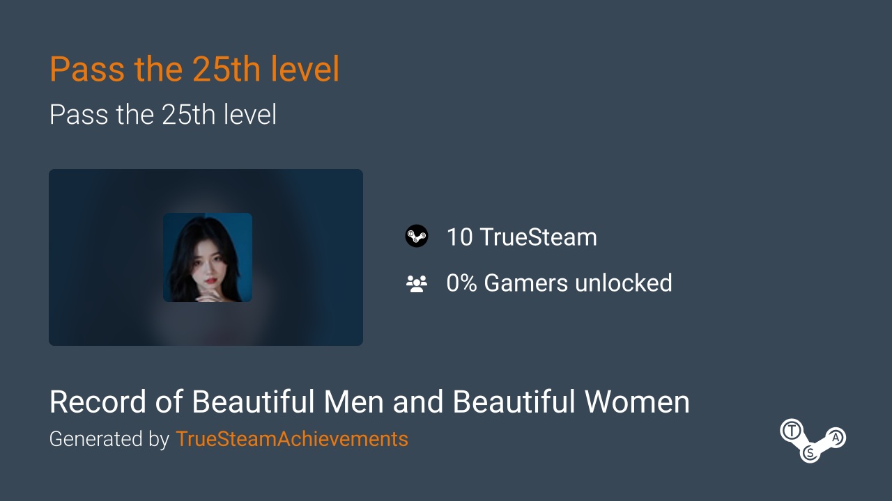 Pass the 25th level achievement in Record of Beautiful Men and ...