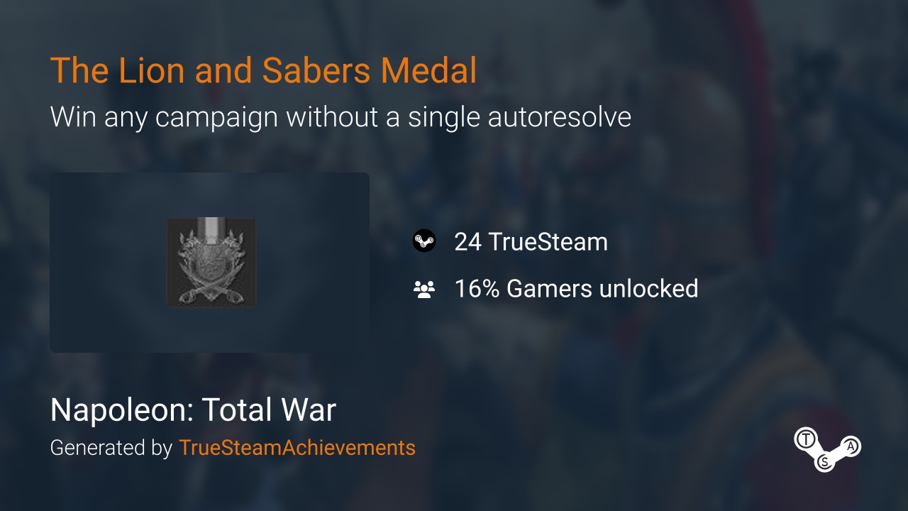 The Lion and Sabers Medal achievement in Napoleon: Total War