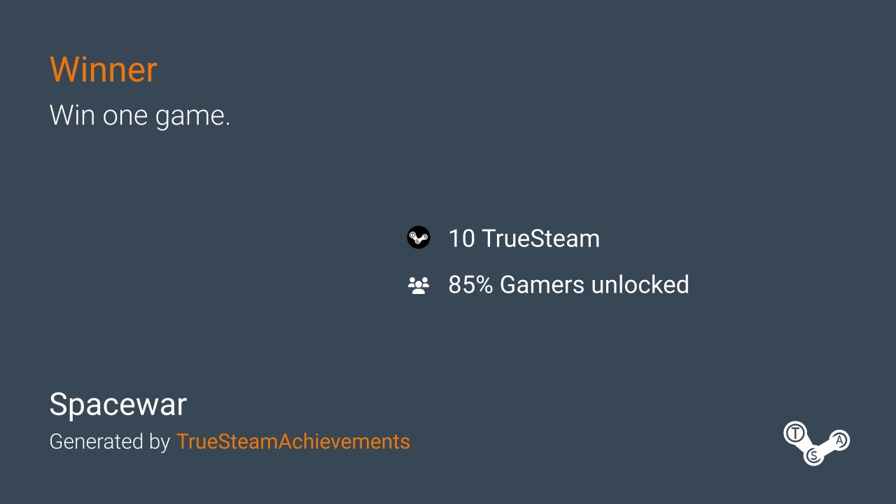 Winner achievement in Spacewar